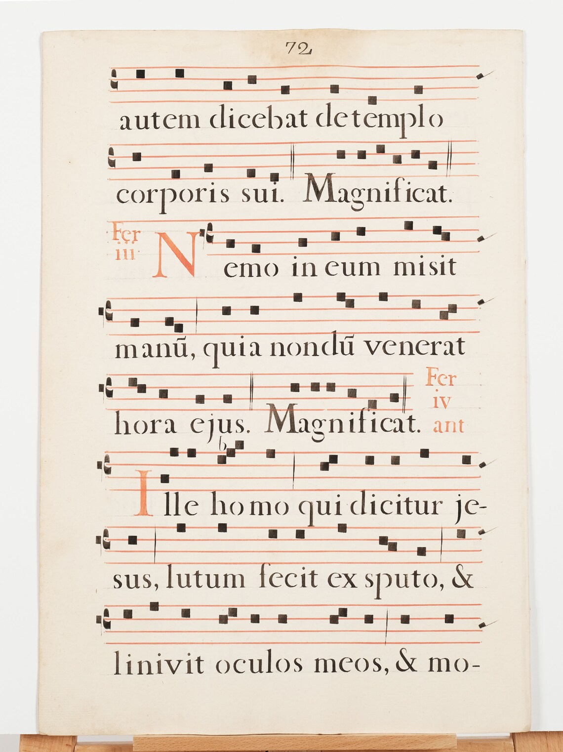 17th Century Latin Antiphonal Music Vellum Manuscript 18 12 Four Pages ...