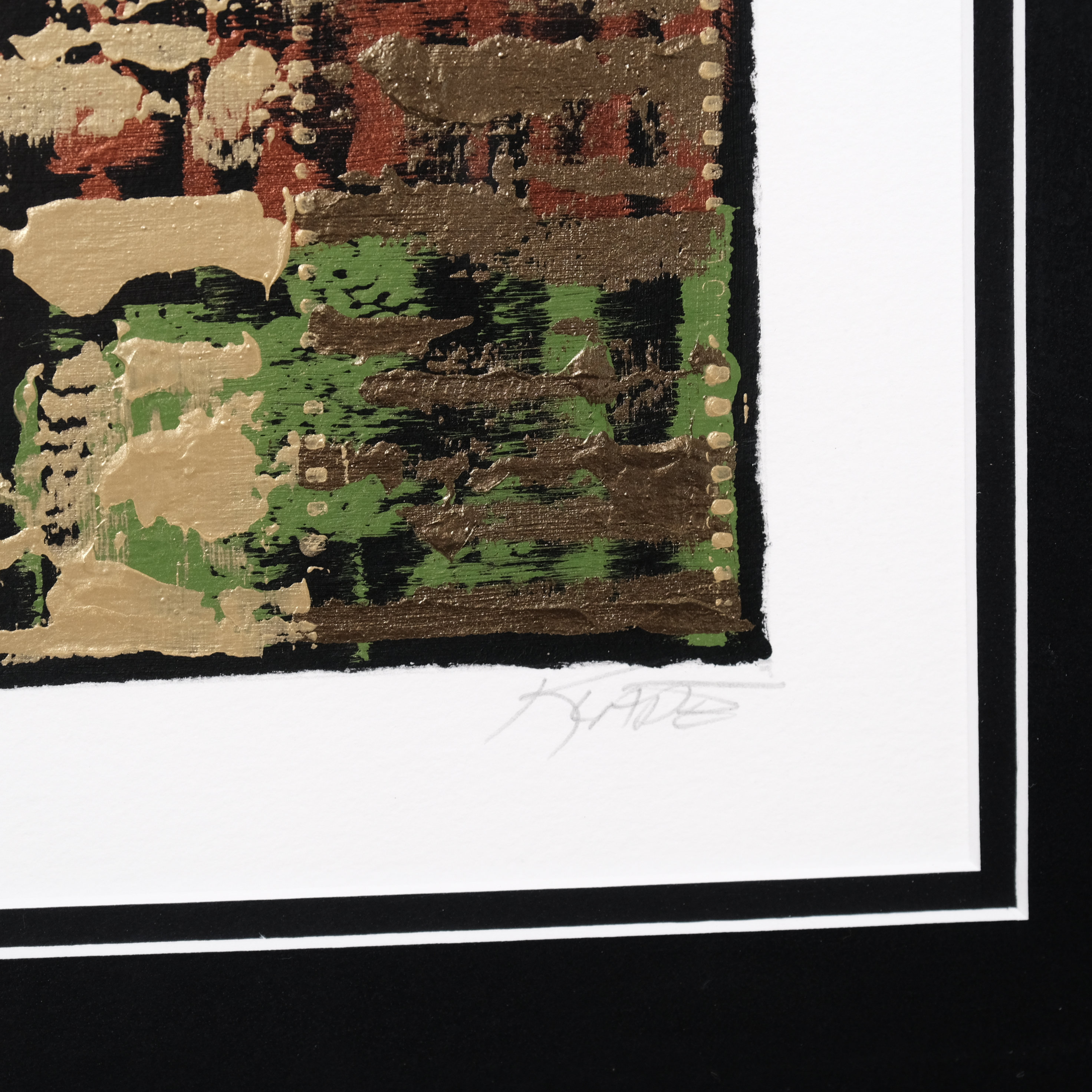 Klade Abstract Metallic Triptych on Paper Matted, Framed & Ready to ...