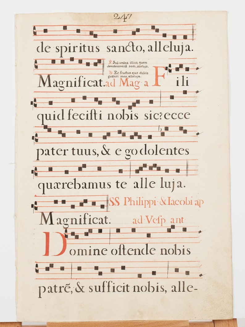 17th Century Antiphonal Music Vellum Manuscript 18 12 Double Sided ...
