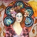 Patricia Wyatt sisters of the Sun Original One of a Kind Unframed Mixed ...