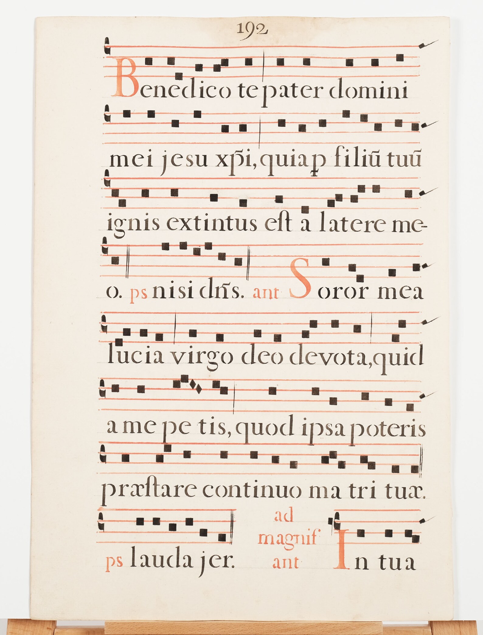 17th Century Latin Antiphonal Music Manuscript 18" × 12" Double Sided Vellum(?) Pages 191 & 192 ...