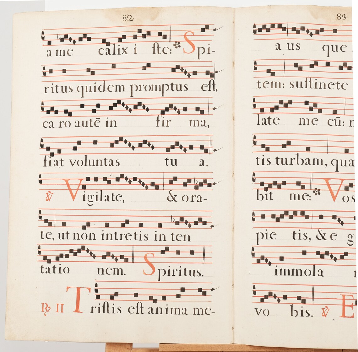 17th Century Latin Antiphonal Music Vellum(?) Manuscript 18" × 12" Four ...