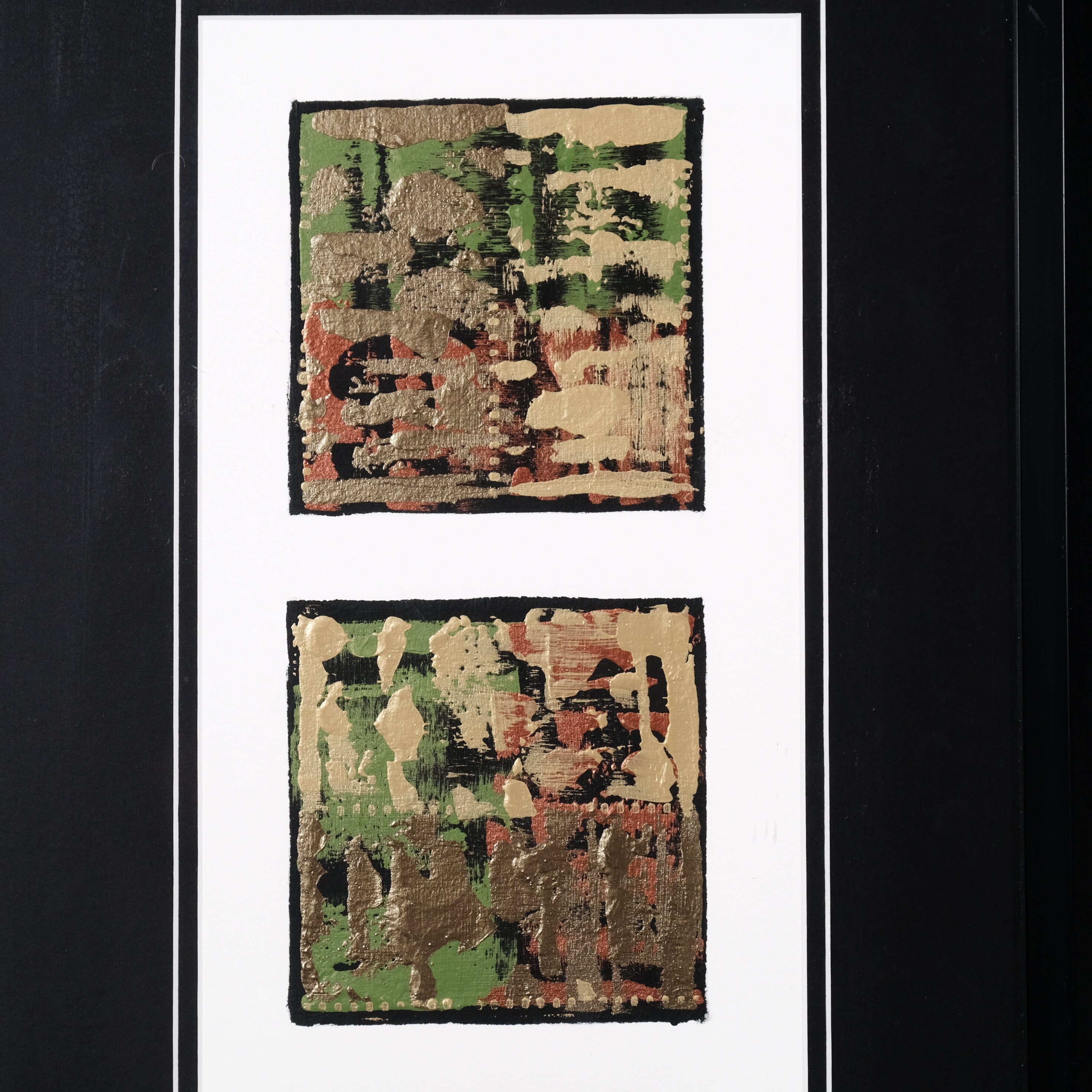 Klade Abstract Metallic Triptych on Paper Matted, Framed & Ready to ...