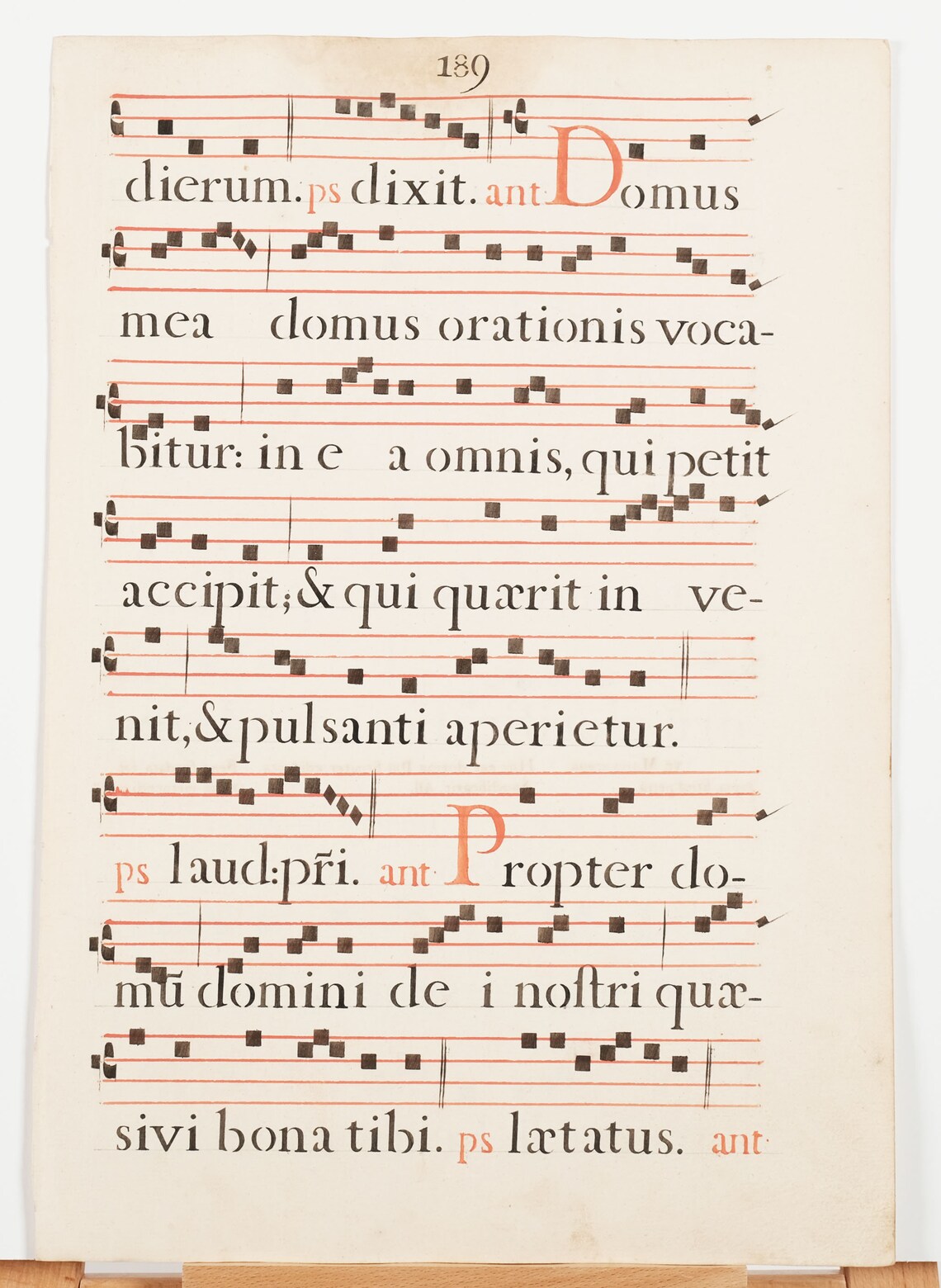 17th Century Latin Antiphonal Music Manuscript 18" × 12" Double Sided ...