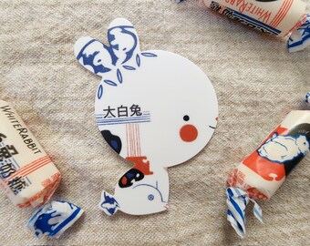 White Rabbit Candy Sticker - Etsy