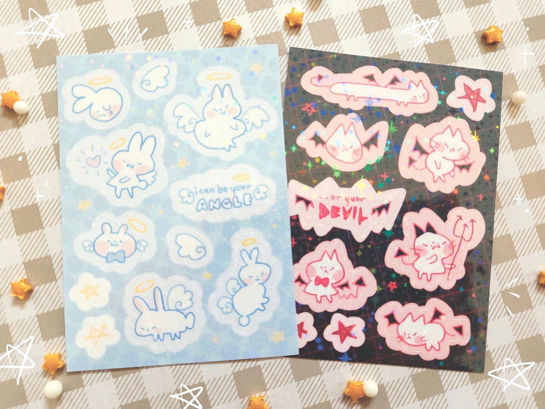 Angel and Devil Holographic Sticker Sheets | Angle or Yuor Devil - Etsy