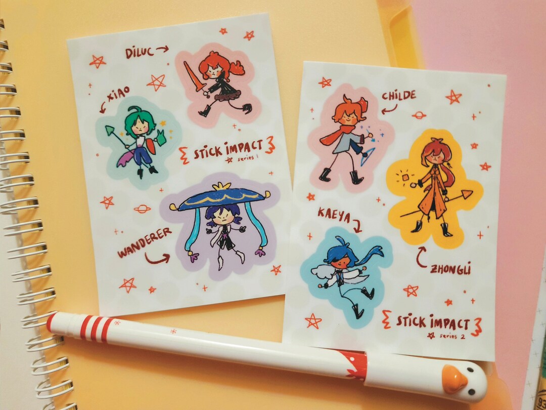 Genshin Impact Mini Sticker Sheets Waterproof Matte Vinyl Stick Figure ...