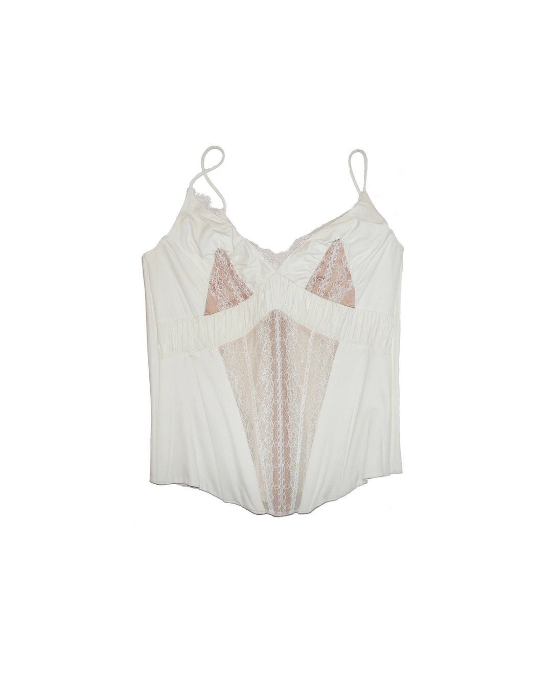 La Perla White Top Beige Lace Inserts Cami Tank Shirt Polyamide ...