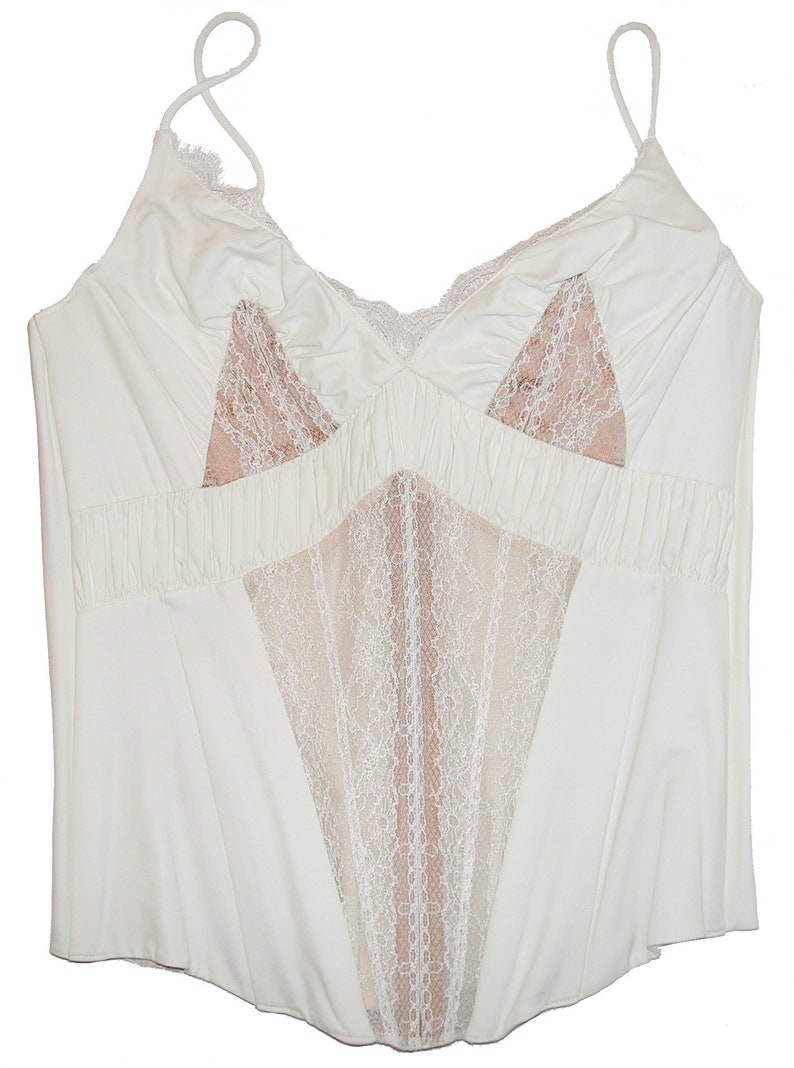 La Perla White Top Beige Lace Inserts Cami Tank Shirt Polyamide ...