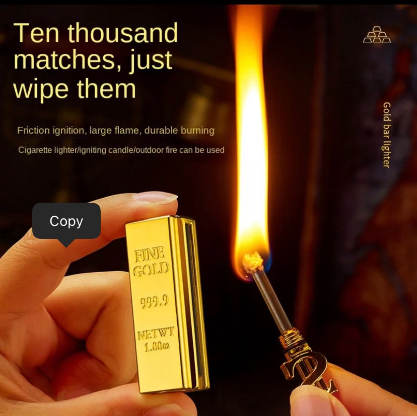 GOLD Bullion Metal Infinity Reusable Match Windproof Lighter Gadget ...