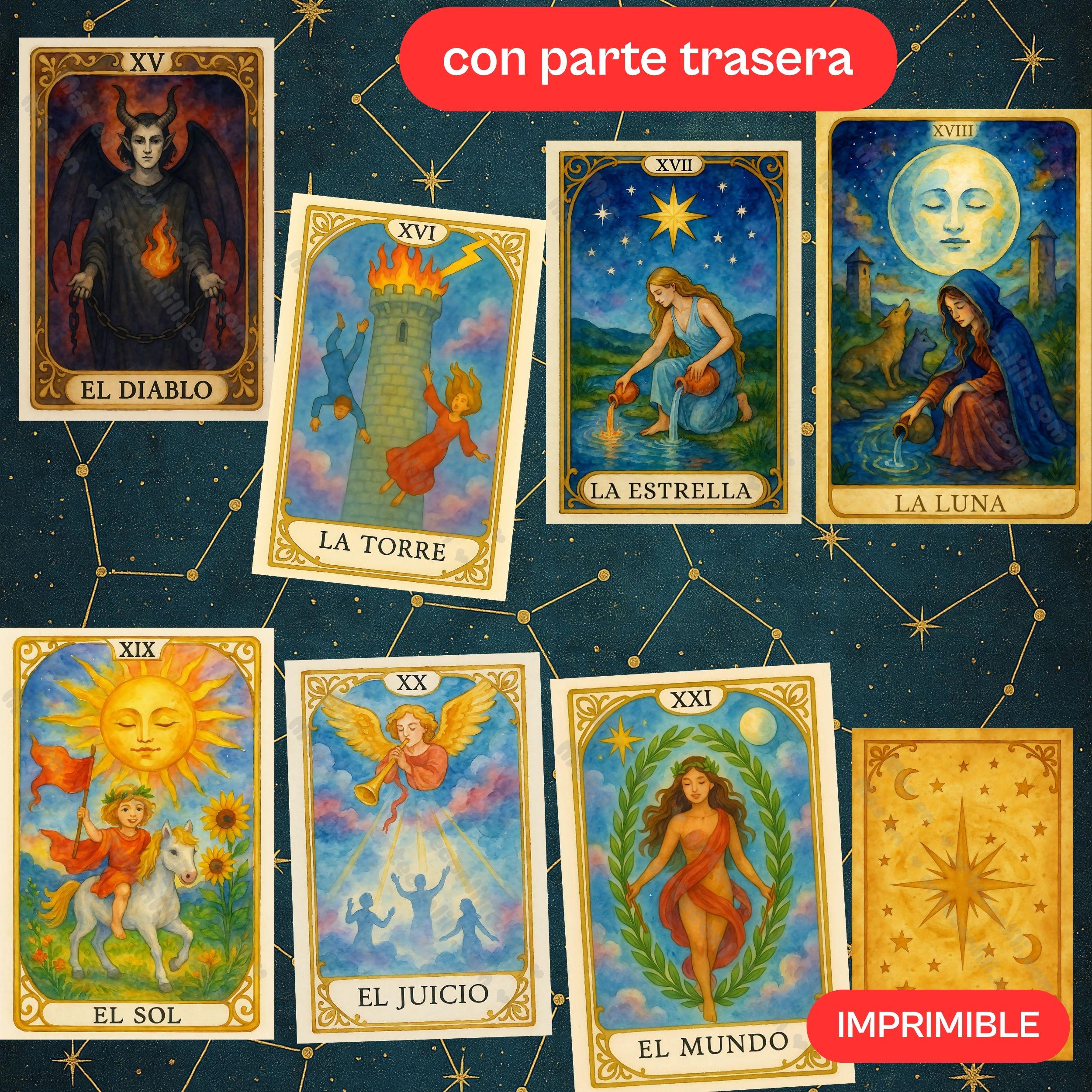 Printable Tarot Cards – 22 Major Arcana in PDF and JPG – A4 Size With ...