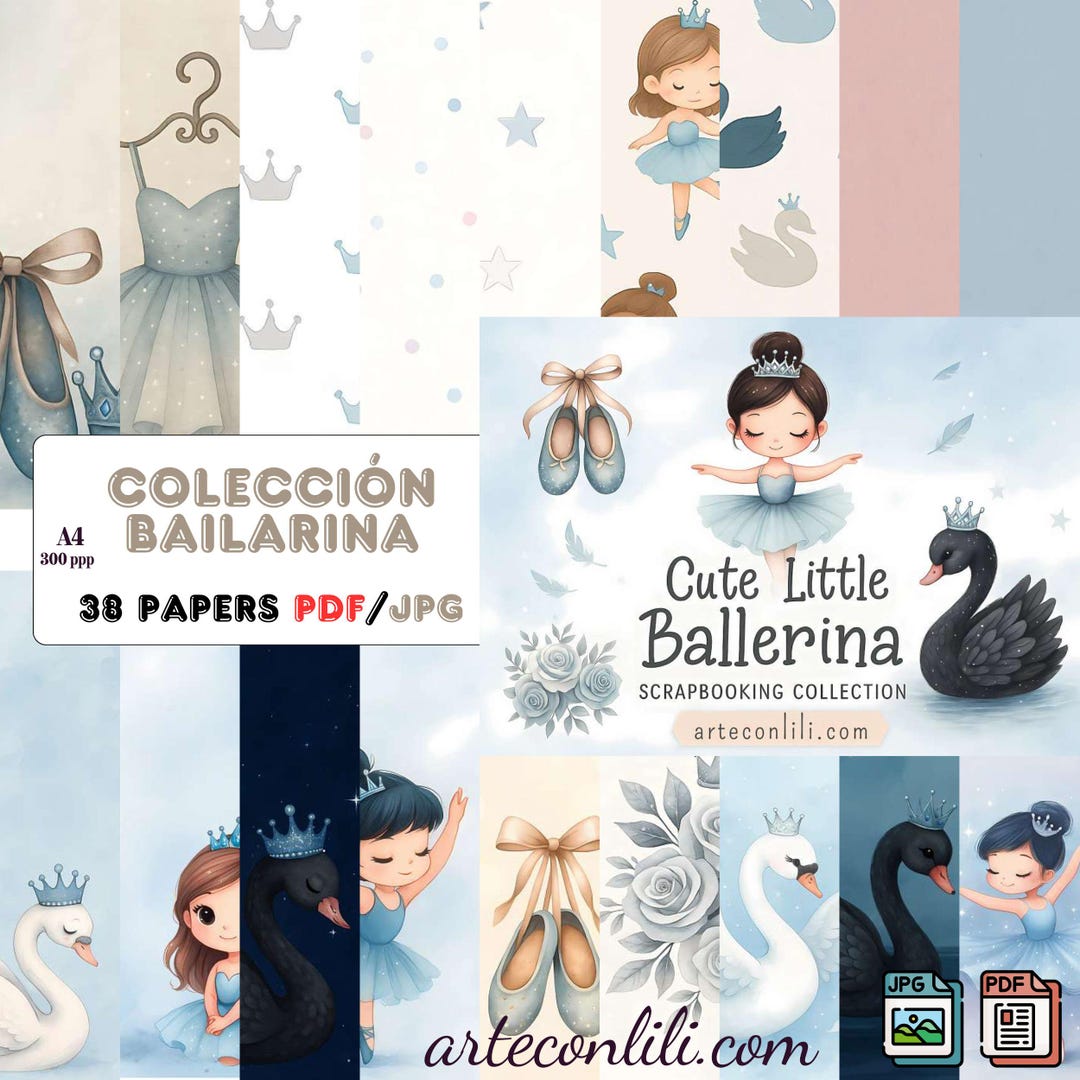 Cute Little Ballerina Collection – Digital Papers for Kids Scrapbooking ...