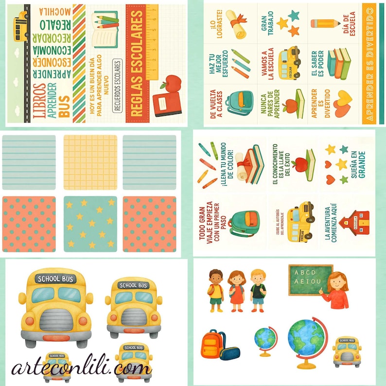"school" Digital Collection – School Scrapbooking – 58 Printable A4 JPG ...