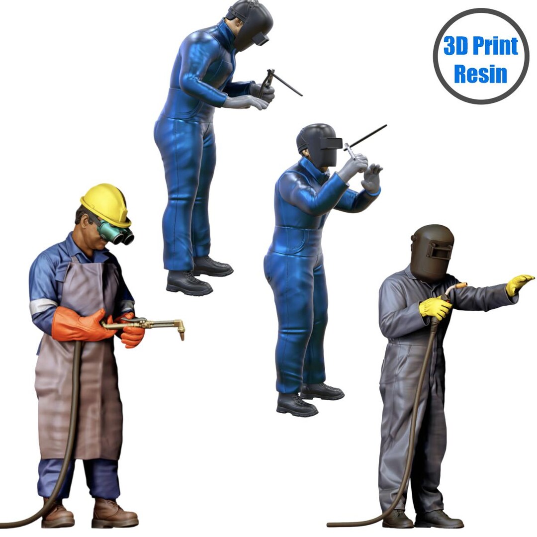 Welder / Mechanic - Resin Miniature Set - 4 Pieces - 1:24, 32, 35, 48 ...