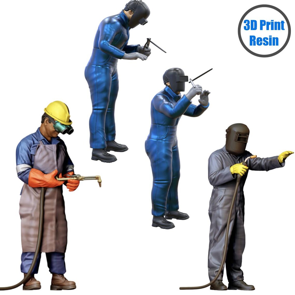 Welder / Mechanic - Resin Miniature Set - 4 Pieces - 1:24, 32, 35, 48 ...