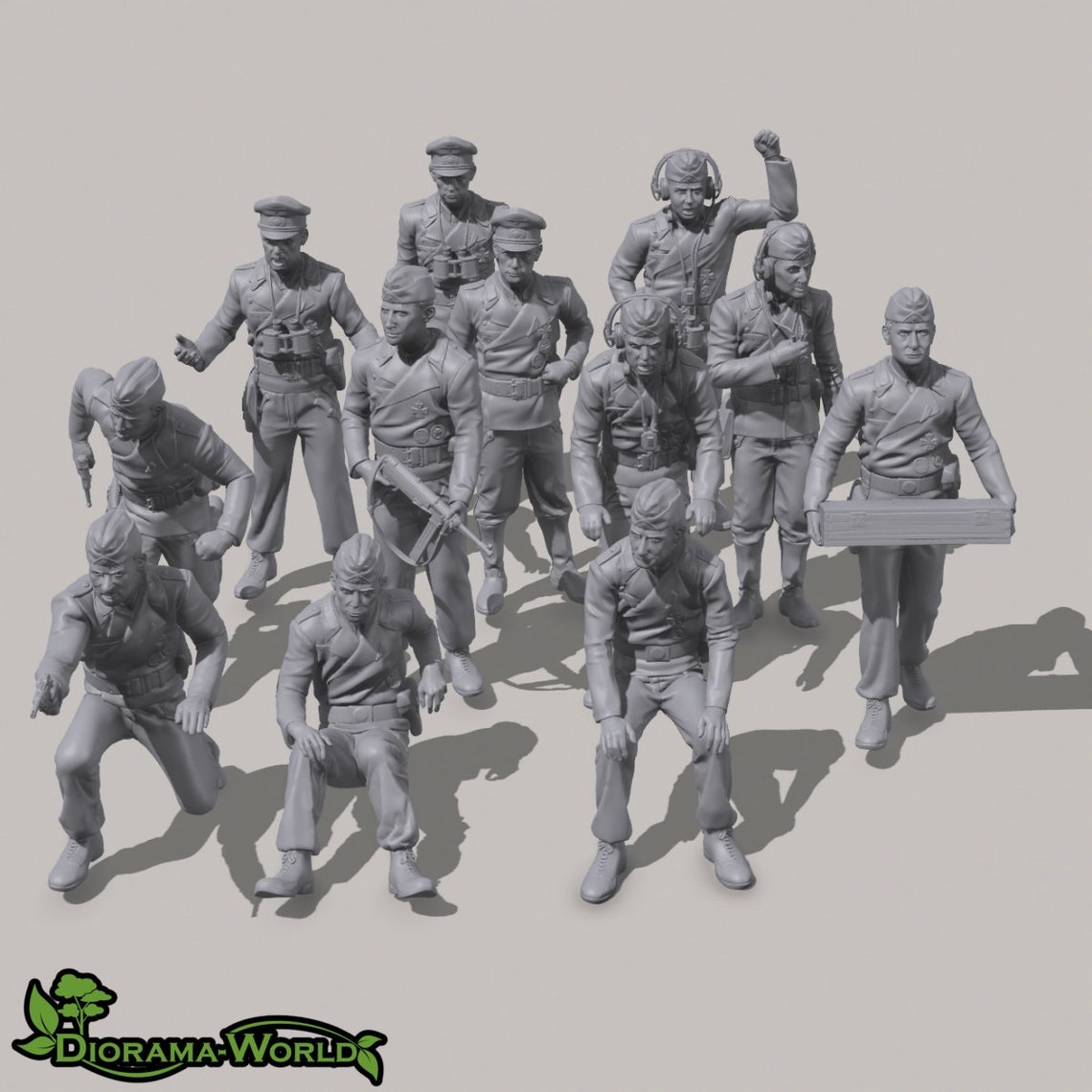 German Tank Crew - WW2 Resin Figures Set - 12 Pieces - 1:24, 32, 35, 48 ...