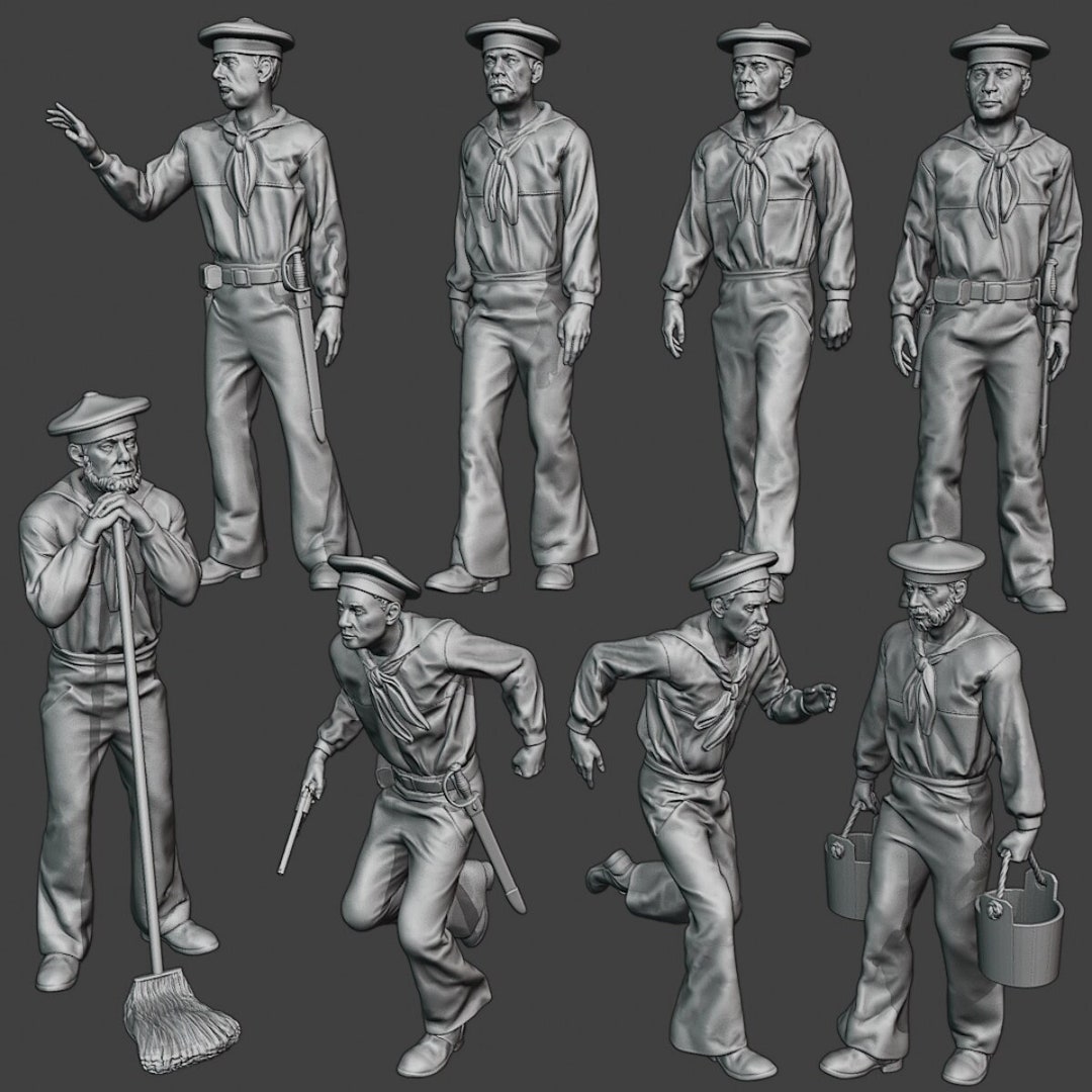 Sailors Set 1 - Resin Figures Set - 8 Pieces - 1:24, 32, 35, 48, 72, 87 ...