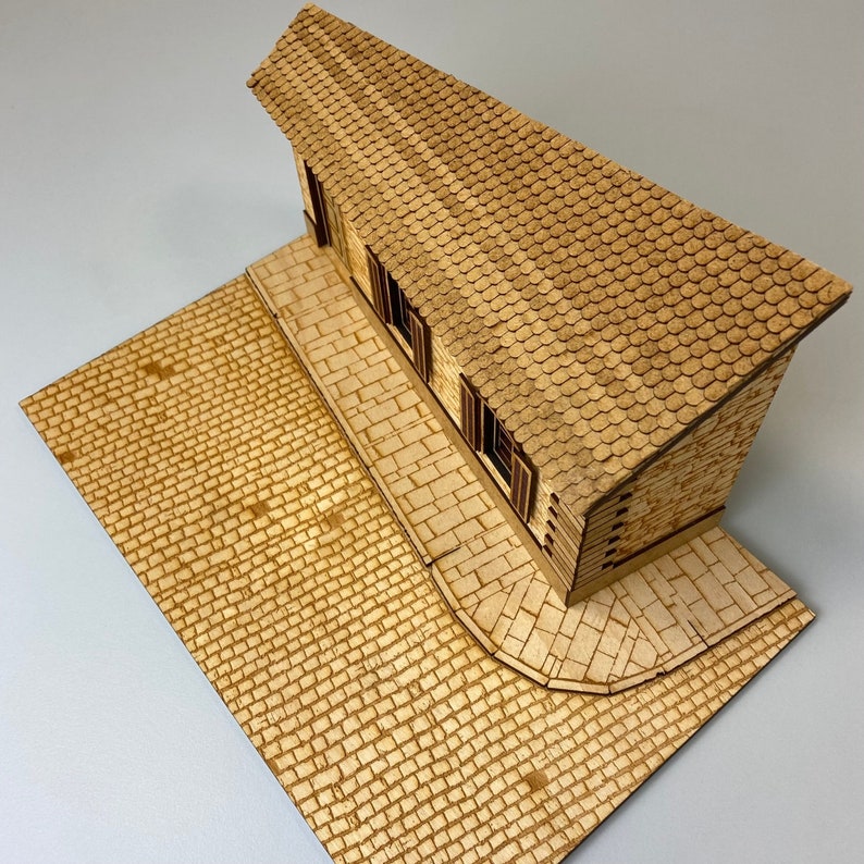 House With Masonry and Street 1:35 - Laser Cut Kit Made of Wood to ...