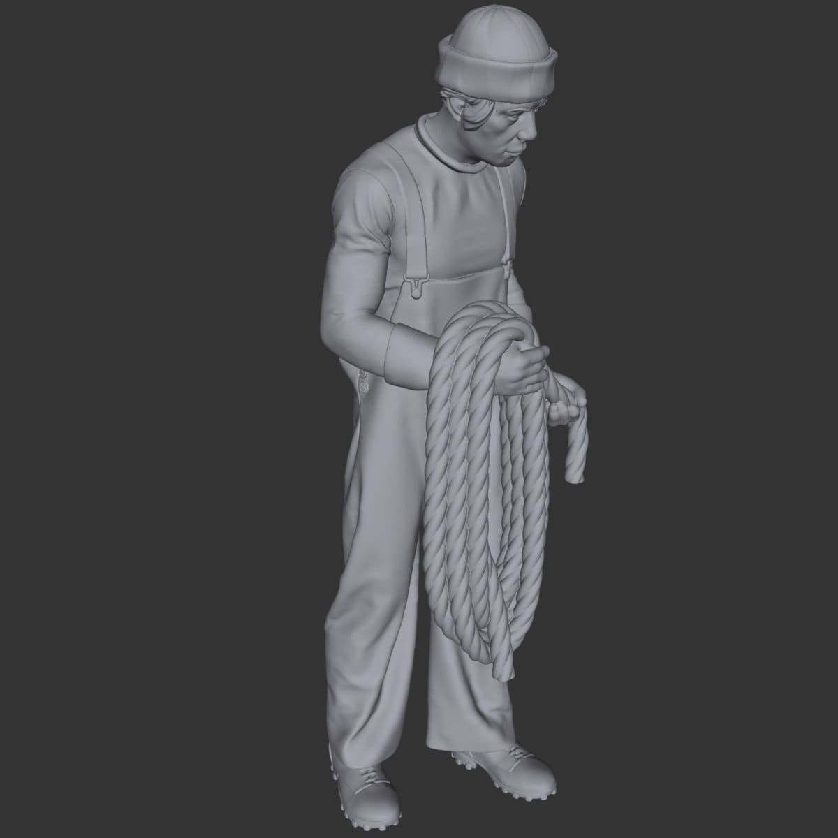 Resin Model Figure - Sailor With Rope - Scale 1:24, 1/35, 1/48, 1/72 ...