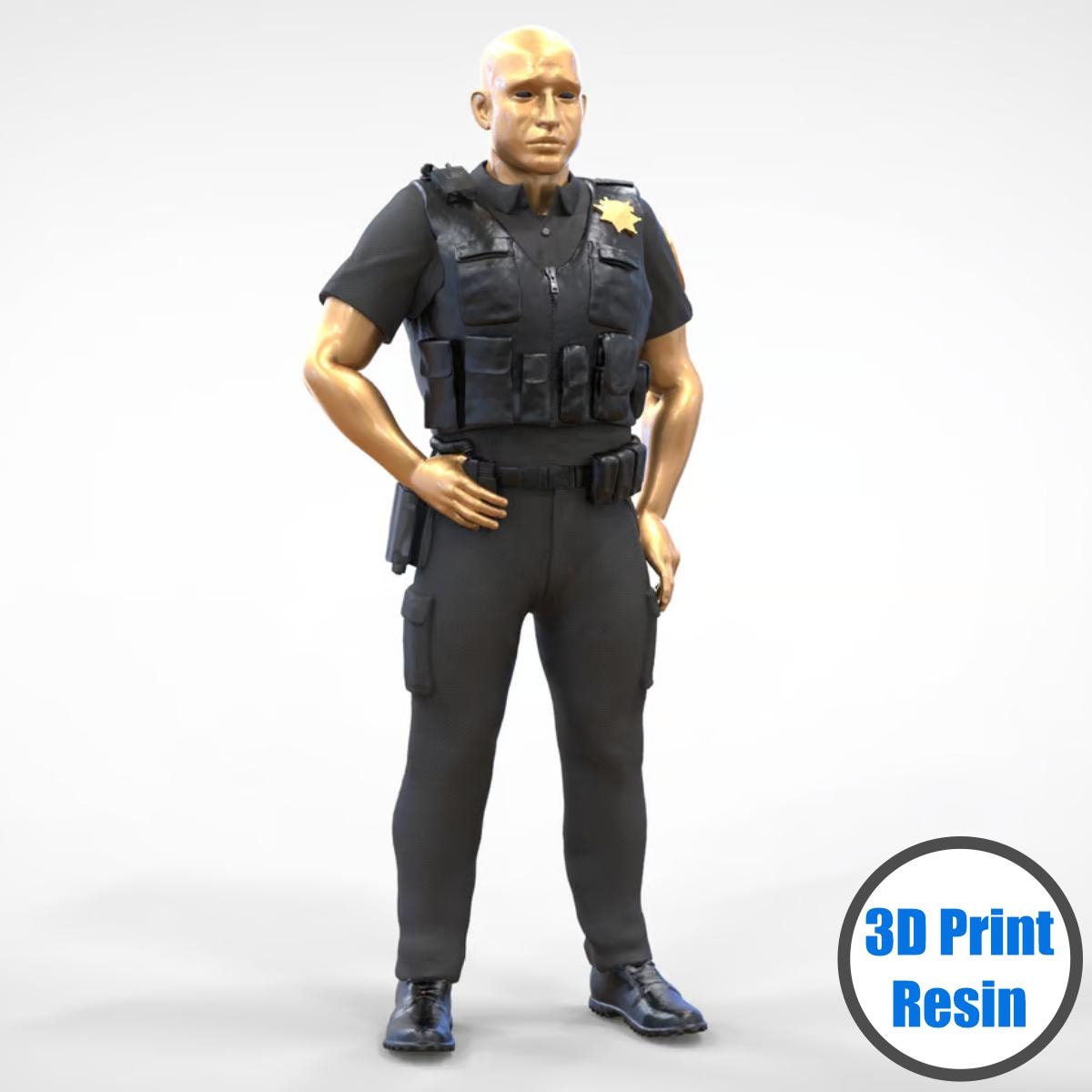 US Police Officers - Resin Figure Set - 5 Pieces - 1:24, 32, 35, 48, 72 ...