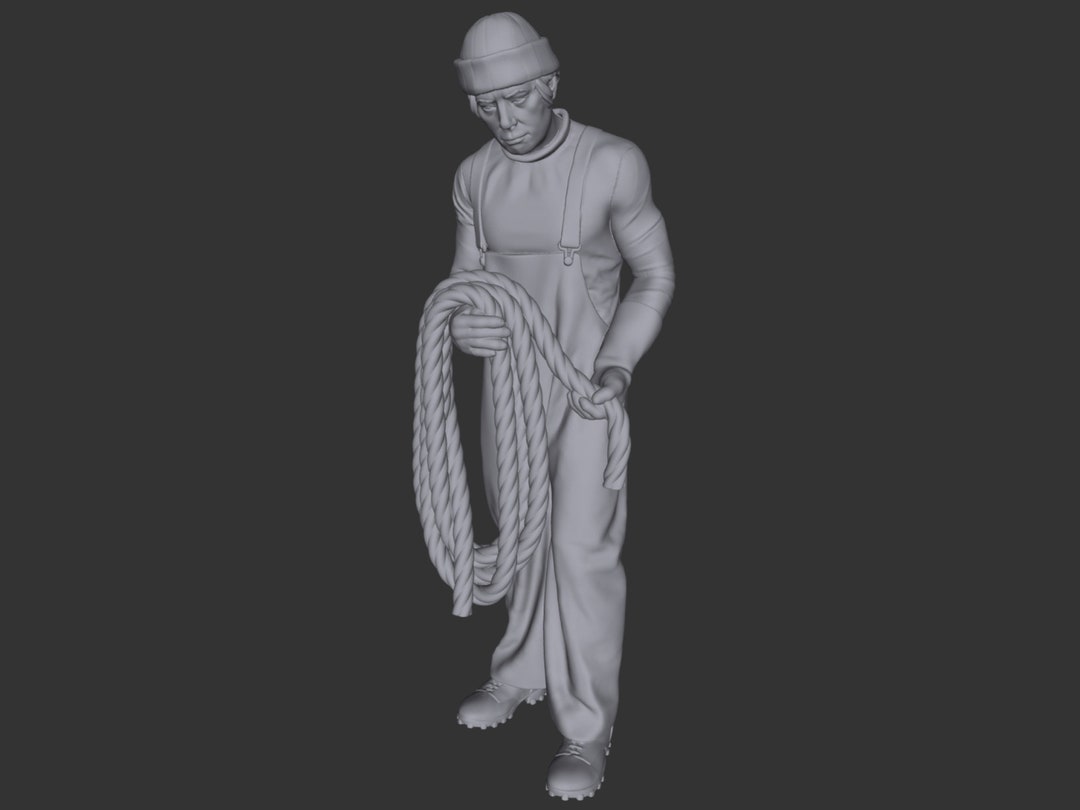 Resin Model Figure - Sailor With Rope - Scale 1:24, 1/35, 1/48, 1/72 ...