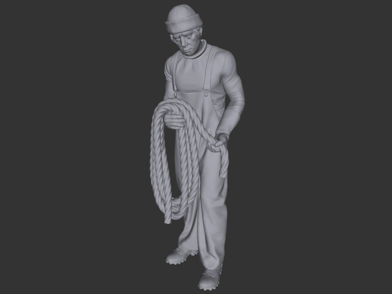 Resin Model Figure - Sailor With Rope - Scale 1:24, 1/35, 1/48, 1/72 ...