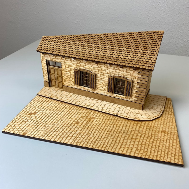 House With Masonry and Street 1:35 - Laser Cut Kit Made of Wood to ...