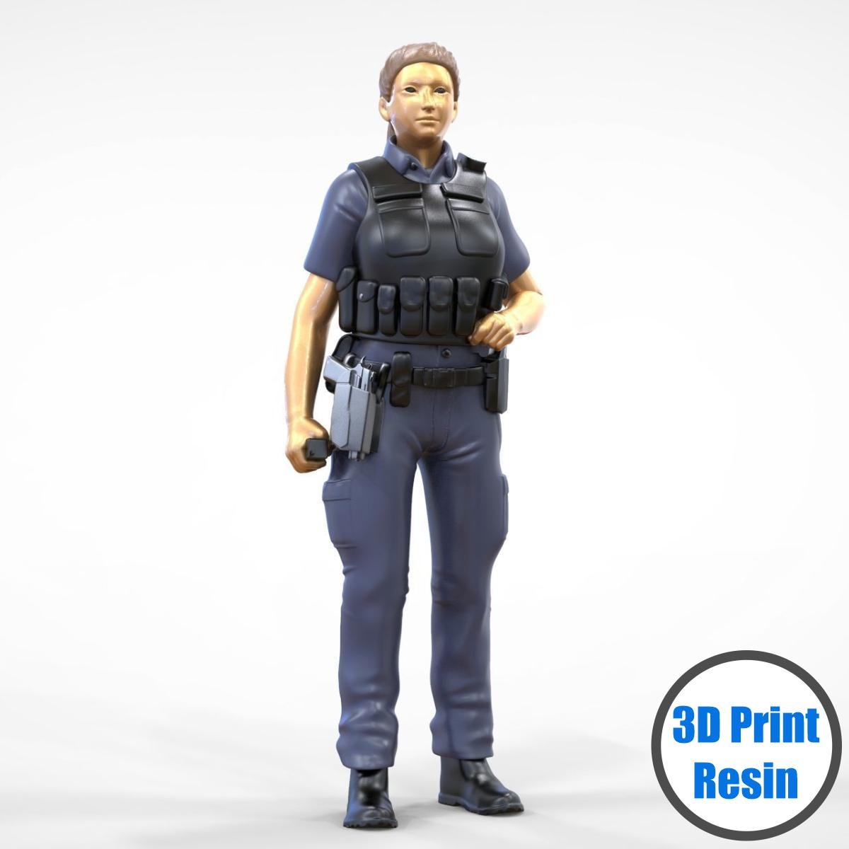 US Police Officers - Resin Figure Set - 5 Pieces - 1:24, 32, 35, 48, 72 ...