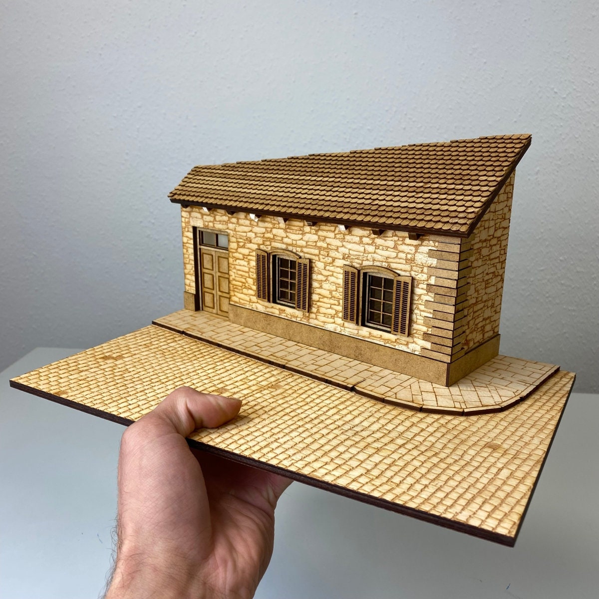 House With Masonry and Street 1:35 Laser Cut Kit Made of Wood to Build ...