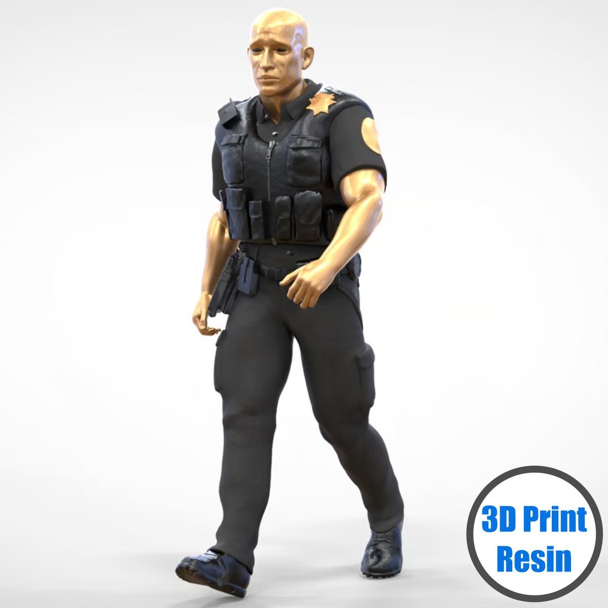 US Police Officers - Resin Figure Set - 5 Pieces - 1:24, 32, 35, 48, 72 ...