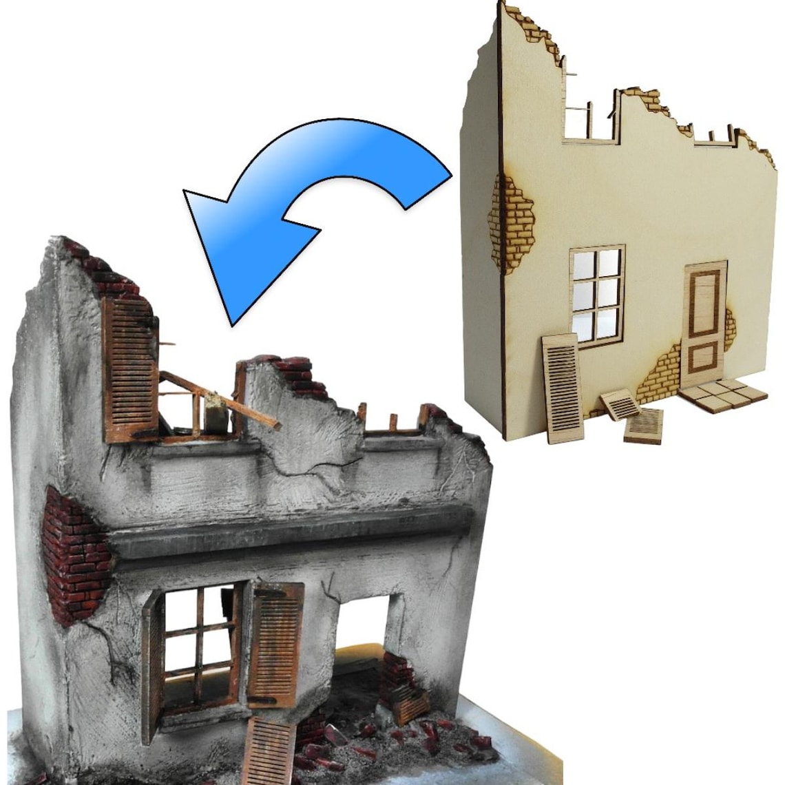 Small House Ruin 1:35 as House / Building - Laser Cut Wooden Kit for ...