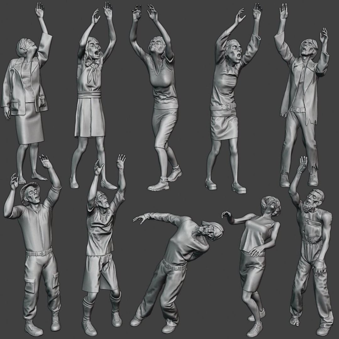 Zombie Apocalypse Set - Resin Figures Set - 10 Pieces - 1:24, 32, 35 ...