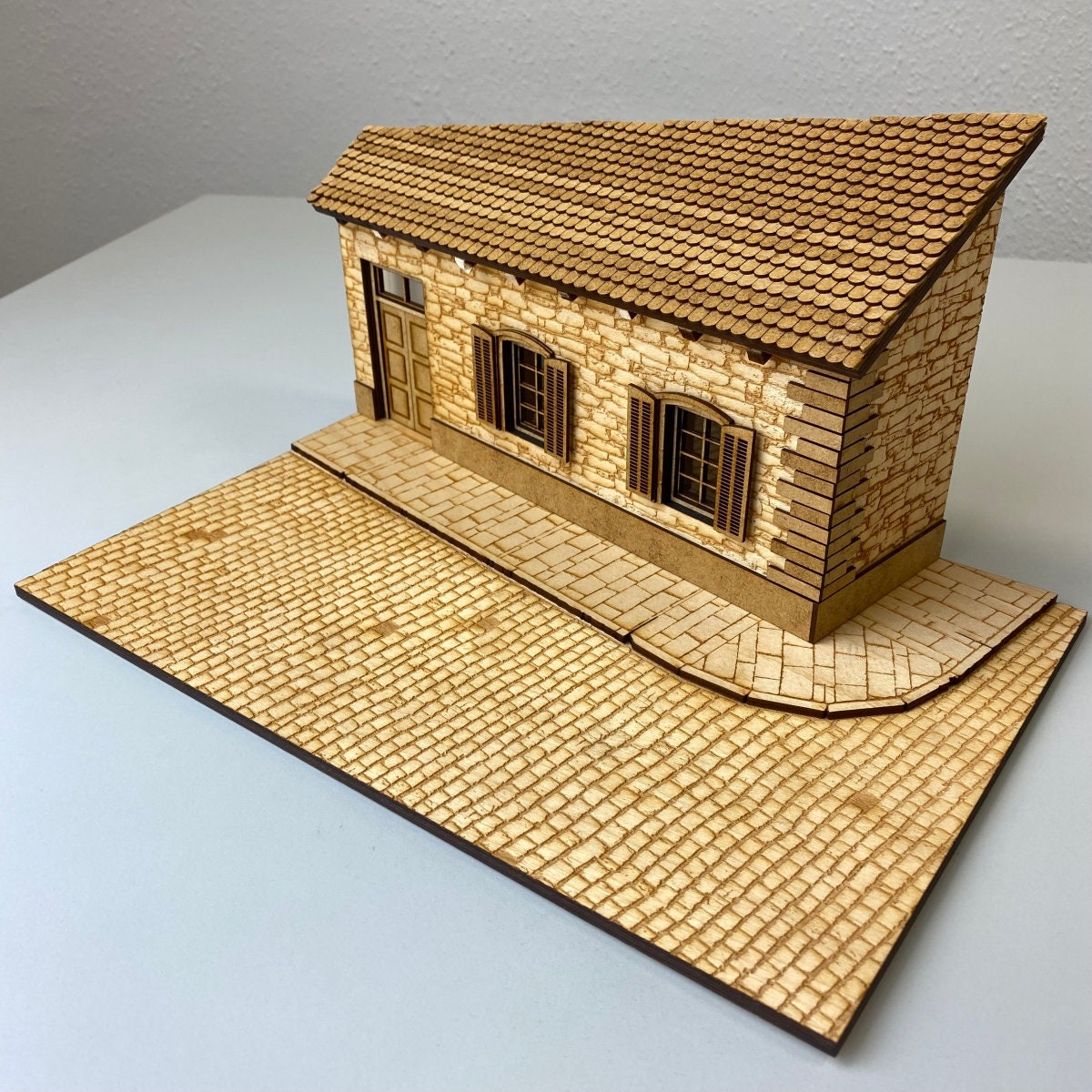 House With Masonry and Street 1:35 - Laser Cut Kit Made of Wood to ...