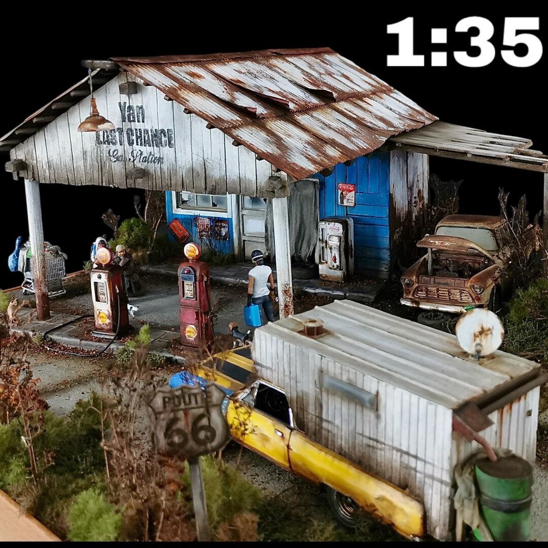 Old America Gas Station 1:35 Gas Station - Laser Cut Kit Made of Wood ...