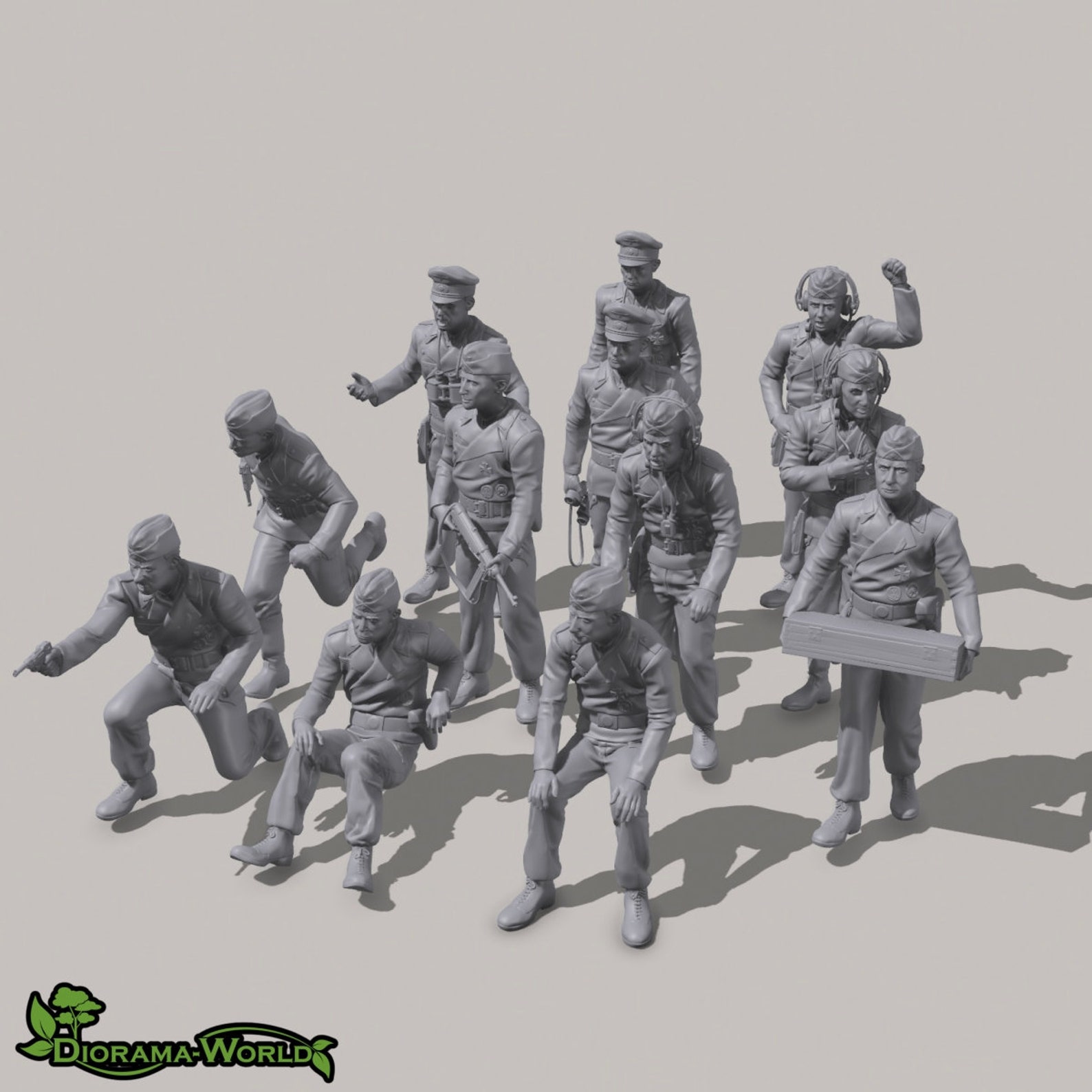 German Tank Crew - WW2 Resin Figures Set - 12 Pieces - 1:24, 32, 35, 48 ...
