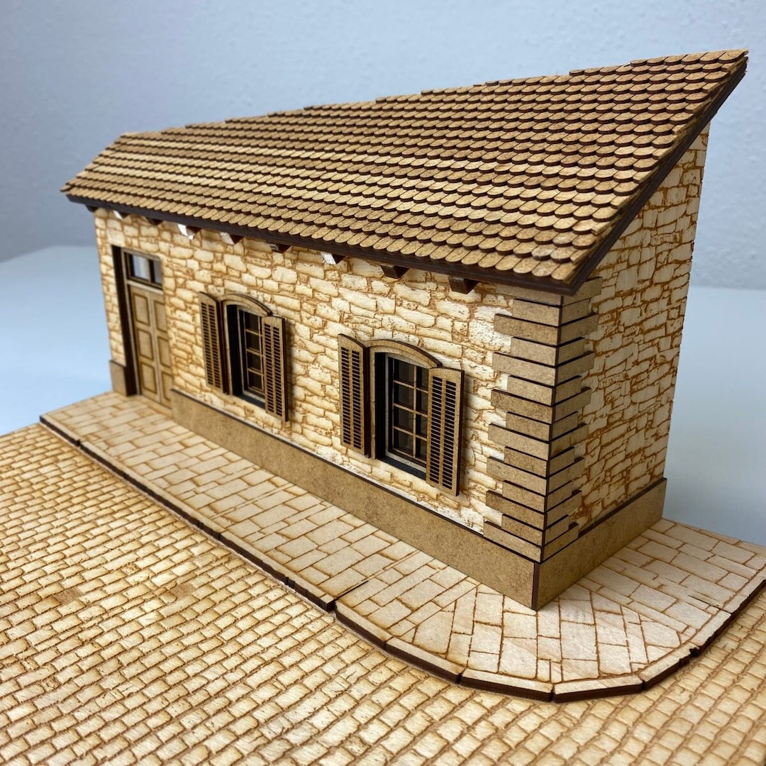 House With Masonry and Street 1:35 - Laser Cut Kit Made of Wood to ...