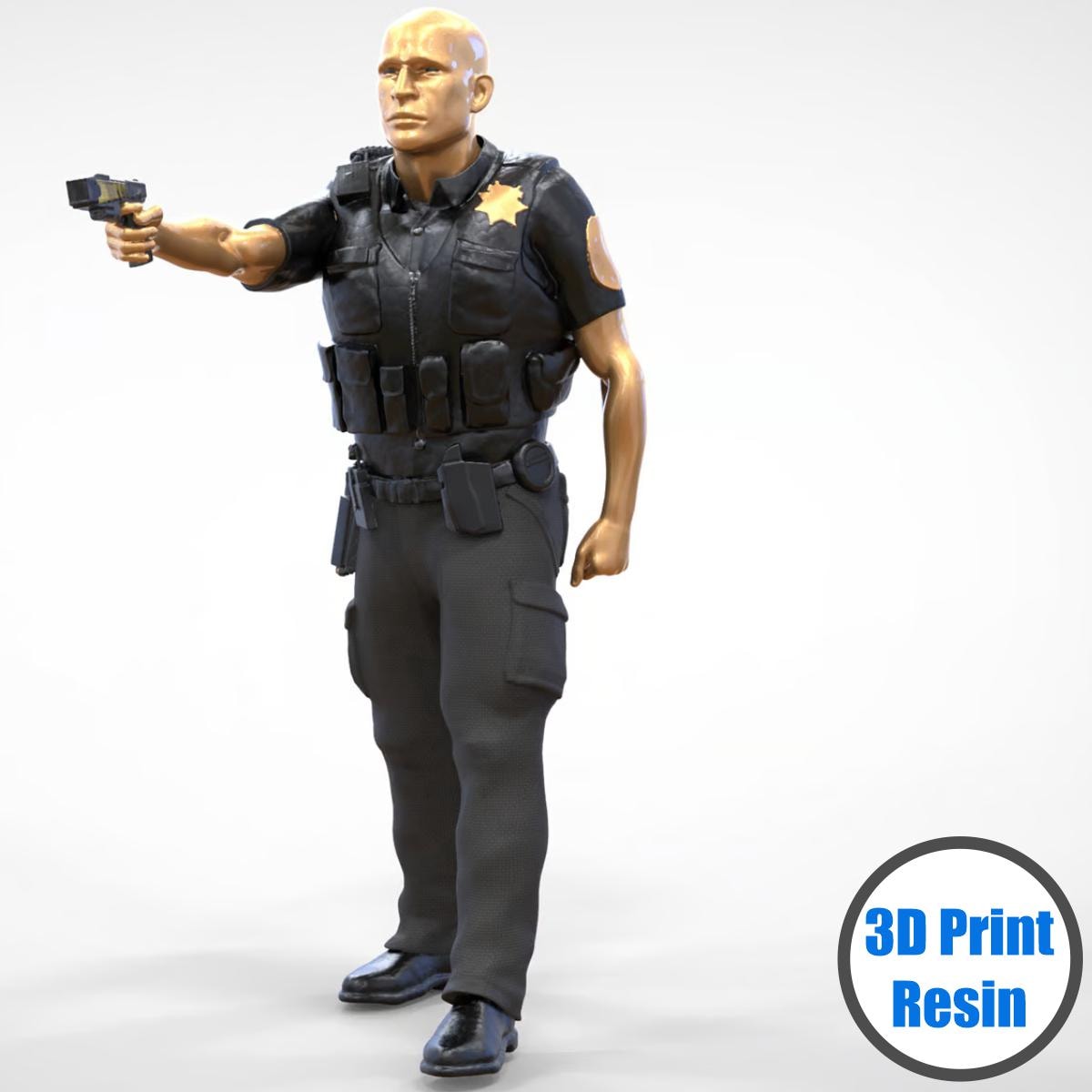 US Police Officers - Resin Figure Set - 5 Pieces - 1:24, 32, 35, 48, 72 ...