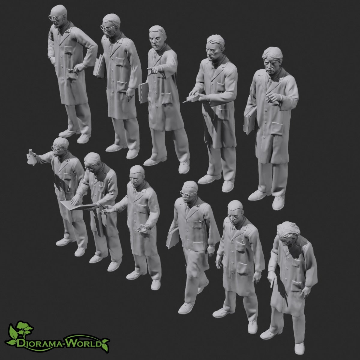 Scientists Set - Resin Figures Set - 11 Pieces - 1:24, 32, 35, 48, 72 ...