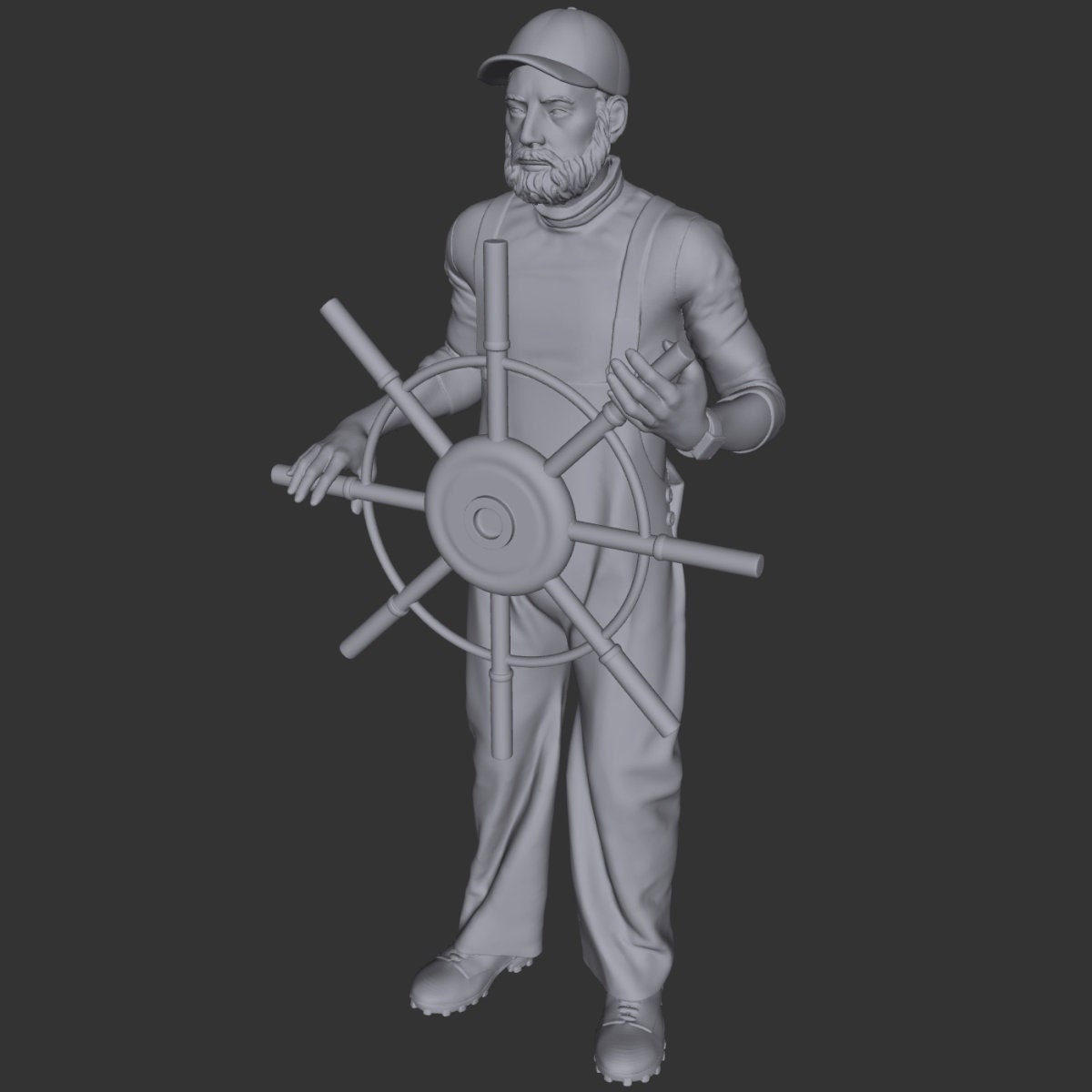 Resin Model Figure - Sailor With Steering Wheel - Scale 1:24, 1/35, 1/ ...