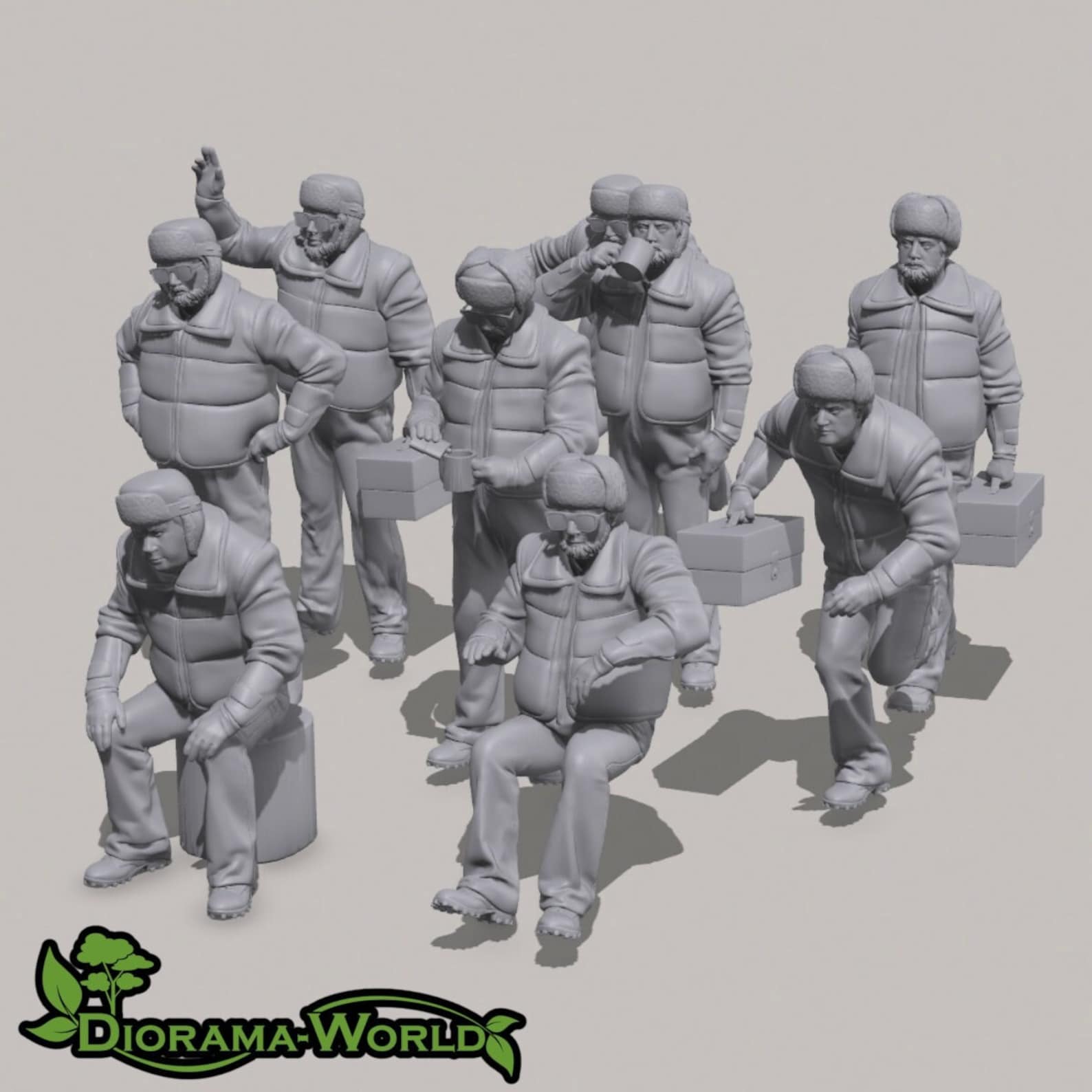 Trucker in Winter Set - Resin Figures - 9 Pieces - 1:24, 32, 35, 48, 72 ...