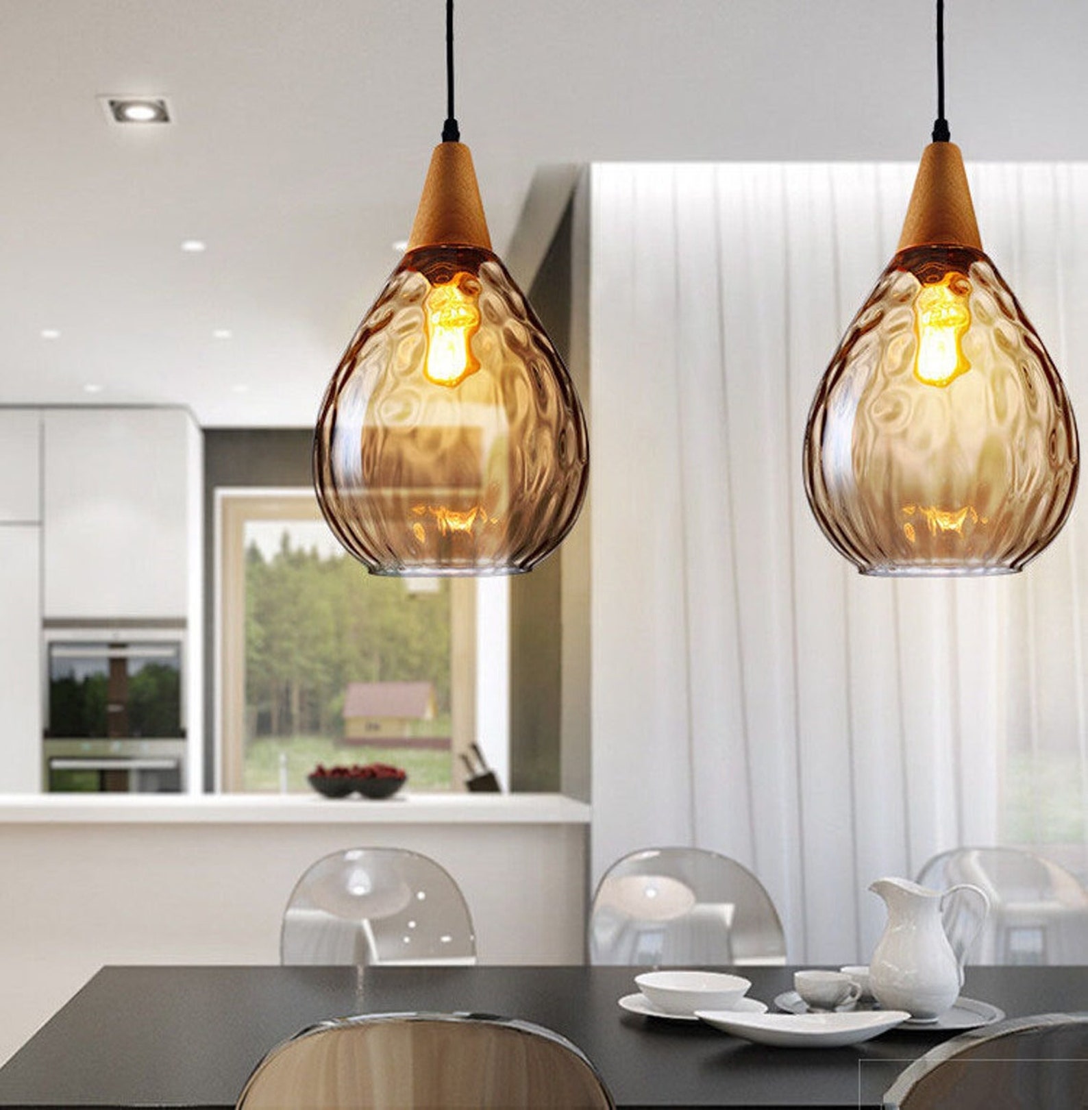 Pendant Light Water-grain Glasslighting Pendantceiling - Etsy