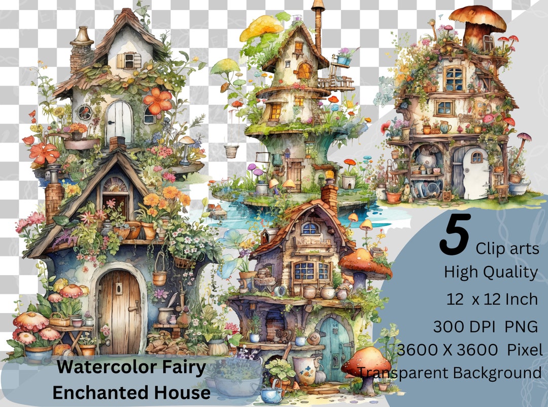 Watercolor Fairy Tale Enchanted Dream House, High Quality Clip Arts ...