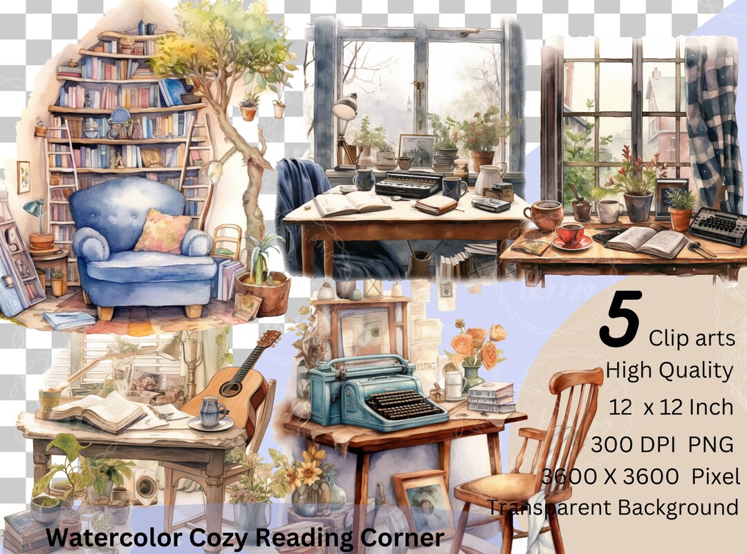 Watercolor Cozy Reading Corner , High Quality Clip Arts ,transparent ...