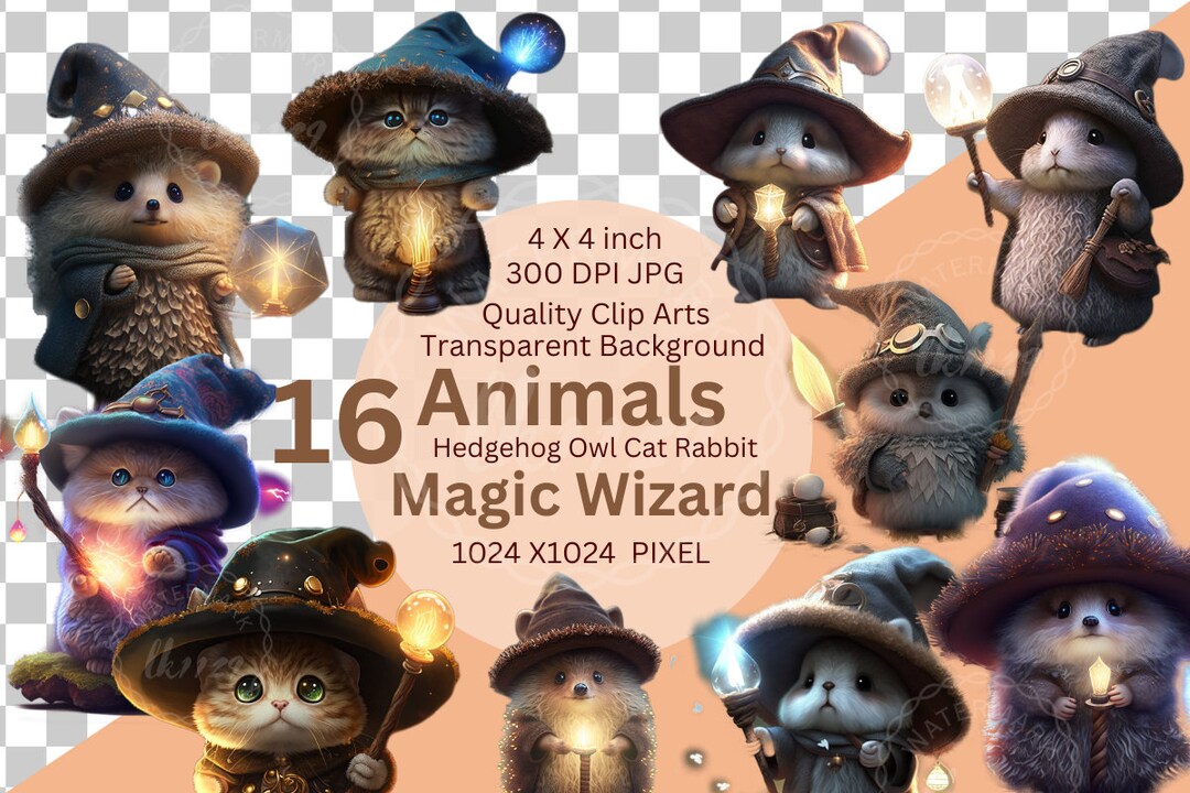 16 Files of Cute Animals Tribe Magic Wizard Ai-generated Clip Arts ...