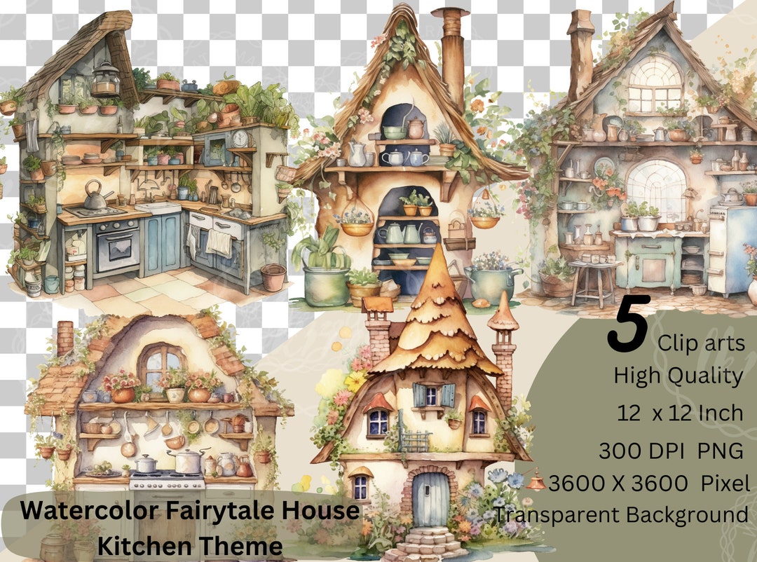 Watercolor Fairy Tale House Kitchen Theme , High Quality Clip Arts ...