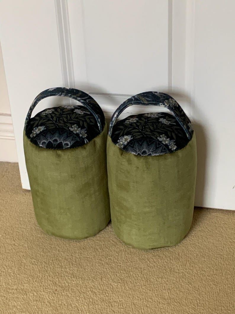 Handmade Velvet Door Stop Emma J Shipley & Olive Green Upholstery ...