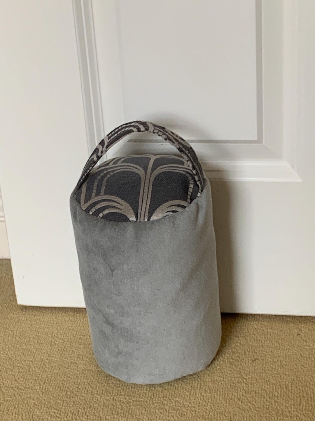 Handmade Velvet Door Stop Plain Grey & Patterned Upholstery Fabric - Etsy