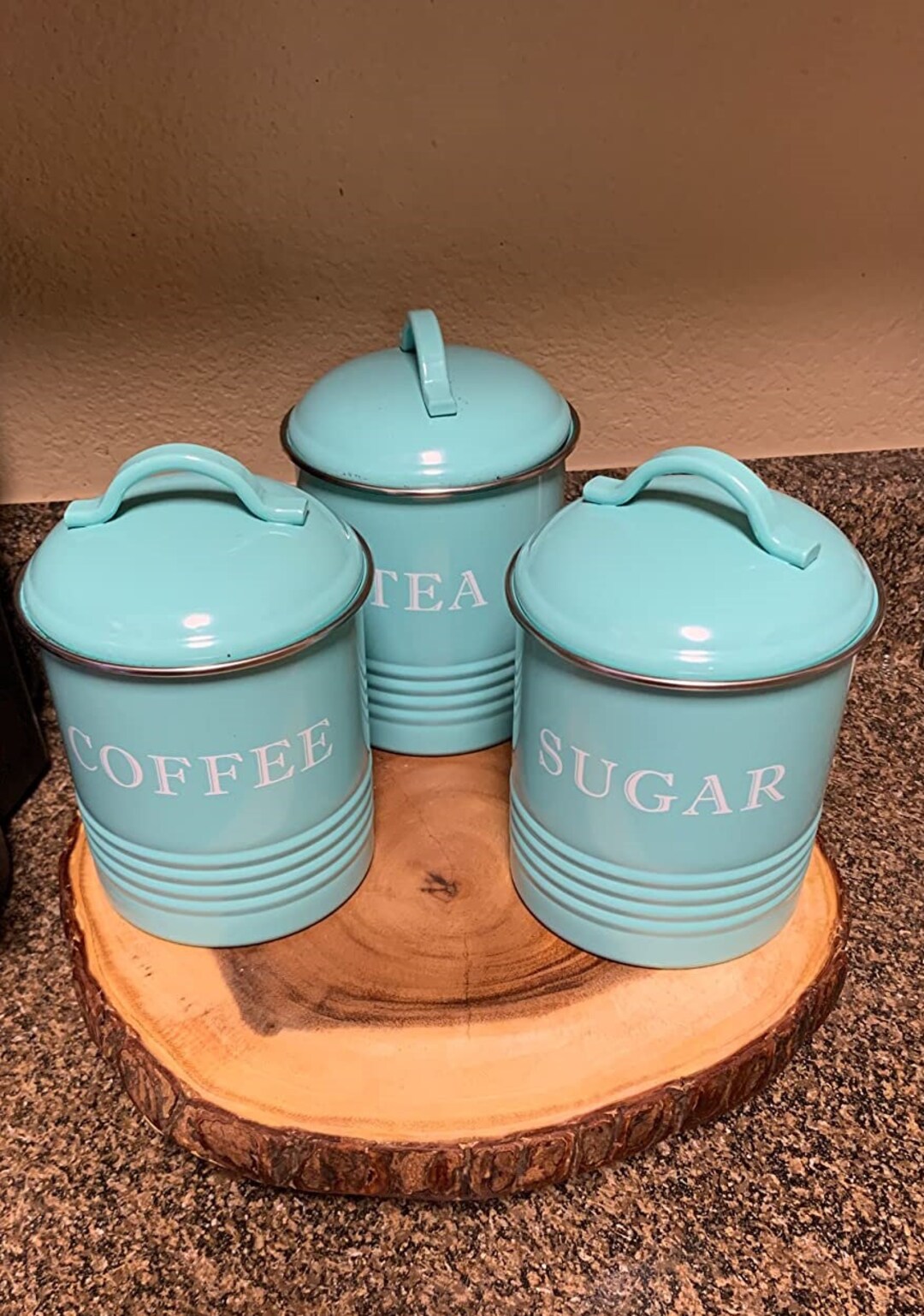 3 Pcs Turquoise Metal Canister Sets Rustic Farmhouse Kitchen - Etsy