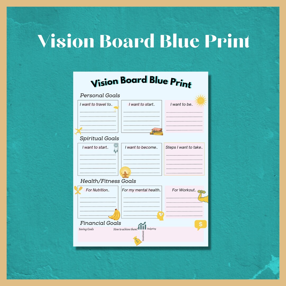 Vision Board Blue Print Digital Download Printable - Etsy