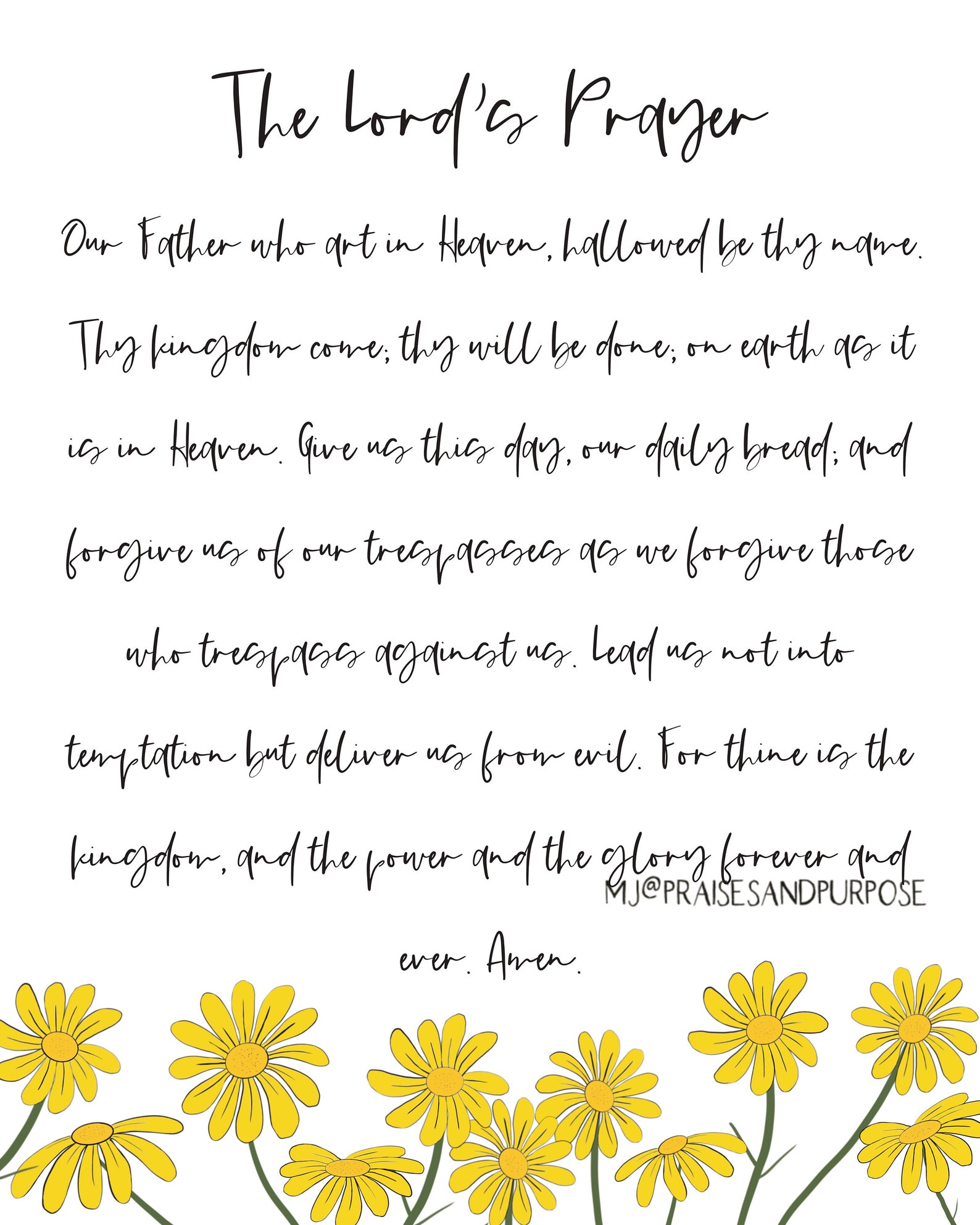 The Lords Prayer - Flowers | Digital Art | PDF | JPEG - Etsy
